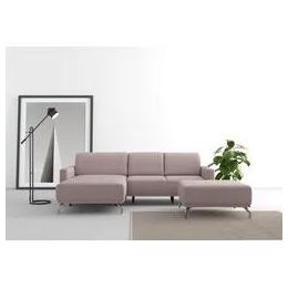 Sit & More Ecksofa SIT & MORE "Bailando L-Form" Sofas Gr. B/H/T: 251cm x 84cm x 163cm, Chenille, Recamiere links, mit Kopfteilverstellung-mit Vorziehsitz motorisch, rosa (rose) wahlweise mit Kopfteilverstellung und Vorziehsitz, motorisch