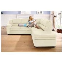 Ecksofa COTTA "Casino L-Form" Sofas Gr. B/H/T: 250cm x 98cm x 95cm, Luxus-Kunstleder, Ottomane rechts, mit Bettfunktion, beige (creme) wahlweise mit Bettfunktion