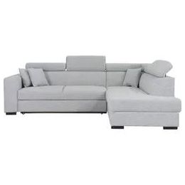 Ecksofa Home Affaire "Tulio L-Form" Sofas Gr. B/H/T: 267 cm x 95 cm x 198 cm, Struktur fein, Ottomane rechts, mit Bettfunktion-mit Bettkasten, grau (hellgrau) wahlweise mit Bettfunktion und Bettkasten, incl. 3 Zierkissen