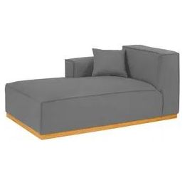 Recamiere Home Affaire "Terry" Sofas Gr. B/H/T: 99cm x 75cm x 165cm, Struktur fein, Recamiere links, Armteil links, grau (hellgrau) Longchair Sofas mit offener Kedernaht und Holzuntergestell