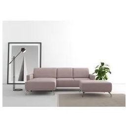 Sit & More Ecksofa SIT & MORE "Bailando L-Form" Sofas Gr. B/H/T: 251cm x 84cm x 163cm, Chenille, Recamiere links, mit Kopfteilverstellung, rosa (rose) wahlweise mit Kopfteilverstellung und Vorziehsitz, motorisch