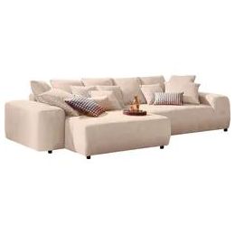 Ecksofa Home Affaire "Sundance" Sofas Gr. B/H/T: 318 cm x 87 cm x 188 cm, Microfaser PRIMABELLE, ohne Bettfunktion-ohne Bettkasten-ohne Topper, beige (natur) Dauerschläfer mit EasyBett-Schlaffunktion, Bettkasten und Topper