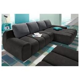 Ecksofa Inosign "Bono L-Form" Sofas Gr. B/H/T: 291cm x 90cm x 174cm, Luxus-Microfaser ALTARA NUBUCK, Recamiere rechts, ohne Bettfunktion, schwarz (schwarz, grau) wahlweise mit Bettfunktion