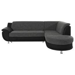 Ecksofa Trendmanufaktur "Rondo 3, L-Form" Sofas Gr. B/H/T: 265cm x 85cm x 190cm, Kunstleder SOFTLUX-Struktur, Ottomane rechts, ohne Federkern, mit Bettfunktion, schwarz-weiß (schwarz, schwarz, weiß) mit Ottomane und Federkern, wahlweise Bettfunktion