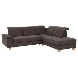 Ecksofa Home Affaire "Dalia L-Form" Sofas Gr. B/H/T: 256cm x 83cm x 221cm, Luxus-Microfaser Florence, Ottomane rechts, ohne Bettfunktion-ohne Bettkasten-ohne Kopfteilverstellung, braun (mocca) mit Federkernpolsterung, wahlweise Bettfunktion, Bettkasten