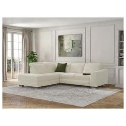 Sit & More Ecksofa SIT & MORE "Dundee L-Form" Sofas Gr. B/H/T: 263cm x 86cm x 219cm, Struktur weich, Ottomane links, ohne Kopfteilverstellung-ohne Bettfunktion-ohne Stauraum, beige (creme) mit Federkern und Edelstahlfüßen, wahlweise Kopfteilverstellung