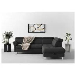 Sit & More Ecksofa SIT & MORE "Marano L-Form", grau (anthrazit), B:252cm T:216cm, 100% Polyester, Sofas, inklusive Kopfteilverstellung, wahlweise mit Bettfunktion, Bettkasten