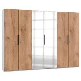 Kleiderschrank wimex "Level by fresh to go", weiß (weiß, plankeneichefarben), B:300cm H:216cm T:58cm, Schränke, mit Spiegeltüren