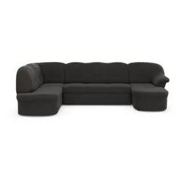 Wohnlandschaft DOMO collection "Pegnitz U-Form" Sofas Gr. B/H/T: 292 cm x 82 cm x 180 cm, Feinstruktur, Recamiere rechts, mit Bettfunktion, braun (espresso) wahlweise mit Bettfunktion