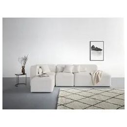 Ecksofa Andas "Sundstrup L-Form" Sofas Gr. B/H/T: 303 cm x 76,5 cm x 93 cm, Bouclé, Recamiere rechts, beige (natur) Modulserie, individuelle Zusammenstellung