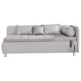 Schlafsofa Alina "Kiana" Sofas Gr. B/H/T: 207cm x 80cm x 102,5cm, Struktur, Armlehne rechts, grau (platingrau tmd 19) Liegefläche 90200 cm oder 100200 cm, Bettkasten, Zierkissen-Set