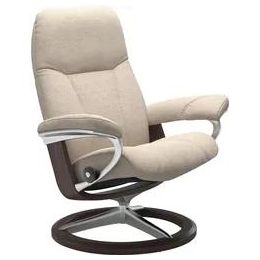 Relaxsessel stressless "Consul" Sessel Gr. ROHLEDER Stoff Q2 FARON, Signature Base Wenge, BalanceAdaptTM-PlusTMSystem-Gleitsystem-Relaxfunktion-Drehfunktion-Kopfstützenverstellung-Rückteilverstellung, B/H/T: 78cm x 97cm x 70cm, beige (light q2 faron) mit Signature Base, Größe S, Gestell Wenge