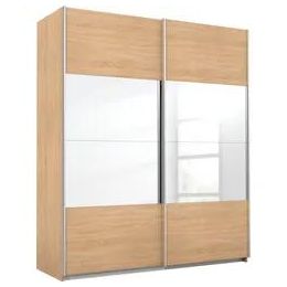 Schwebetürenschrank Rauch "Quadra" Schränke Gr. B/H/T: 181 cm x 210 cm x 62 cm, 2 St., braun (struktureichefarben hell, spiegel) mit Spiegelelementen