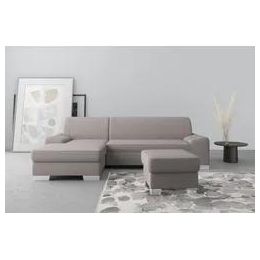 Ecksofa DOMO collection "Anzio L-Form" Sofas Gr. B/H/T: 271cm x 85cm x 160cm, Feinstruktur, Recamiere links, Mit Bettfunktion-Mit Federkern, braun (schlamm) wahlweise mit Bettfunktion und Federkern