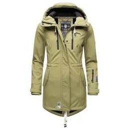 Funktionsmantel Marikoo "Zimtzicke" Gr. S (36), grün (olivgrün) Damen Mäntel sportlicher Softshell Parka mit Kapuze