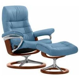 Relaxsessel stressless "Opal", blau (sparrow blau), B:79cm H:99cm T:71cm, Leder PALOMA: durchgefärbtes Semianilin-Möbelleder, Leder BATICK: durchgefärbtes und genarbtes Möbelleder, Sessel, mit Signature Base, Größe S, mit Schlaffunktion