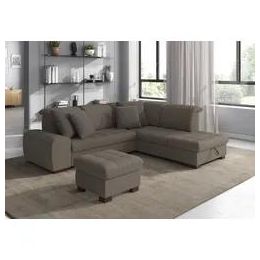 Sit & More Ecksofa SIT&MORE "Luxor L-Form" Sofas Gr. B/H/T: 259 cm x 82 cm x 224 cm, Struktur fein, Ottomane rechts, mit Bettfunktion-mit Stauraum bei Ottomane-mit Kopfteilverstellung, beige (dunkelbeige) wahlweise mit Bettfunktion, Stauraum und Kopfteilverstellung