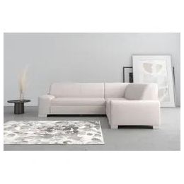 Ecksofa DOMO collection "Anzio L-Form" Sofas Gr. B/H/T: 259cm x 85cm x 191cm, Chenille-Struktur, langer Schenkel links, Mit Bettfunktion-Mit Federkern, beige (creme) Wahlweise mit Bettfunktion und Federkern