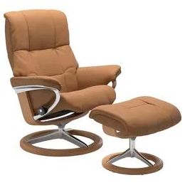 Relaxsessel stressless "Mayfair" Sessel Gr. Leder PALOMA, Signature Base Eiche, Relaxfunktion-Drehfunktion-PlusTMSystem-Gleitsystem-BalanceAdaptTM, B/H/T: 83cm x 102cm x 74cm, braun (taupe paloma) mit Hocker, Signature Base, Größe S, M & L, Gestell Eiche