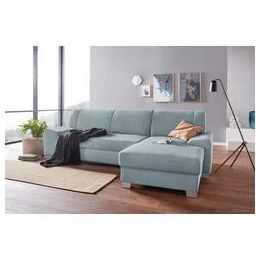 Ecksofa DOMO collection "Anzio L-Form" Sofas Gr. B/H/T: 271cm x 85cm x 160cm, Struktur fein, Recamiere rechts, Ohne Funktion-Mit Federkern, grün (mint) wahlweise mit Bettfunktion und Federkern