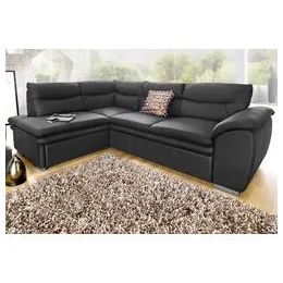 Ecksofa COTTA "Leandra L-Form" Sofas Gr. B/H/T: 250cm x 88cm x 90cm, NaturLEDER, Ottomane links, ohne Bettfunktion, schwarz wahlweise mit Bettfunktion und Bettkasten