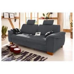 3,5-Sitzer Home Affaire "Husum" Sofas Gr. B/H/T: 225cm x 90cm x 106cm, Luxus-Microfaser ALTARA NUBUCK, grau mit Sitztiefenverstellung, Kontrastnaht und Federkern