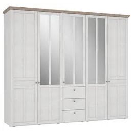 Kleiderschrank FORTE "Iloppa" Schränke Gr. B/H/T: 254,4 cm x 216,6 cm x 62,1 cm, 5 St., braun (schnee eiche, nelson eiche) Kleiderschrank Drehtürenschrank im Landhausstil