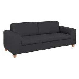 3-Sitzer Home Affaire "Corby" Sofas Gr. B/H/T: 218cm x 80cm x 90cm, NaturLEDER, ohne Funktion, schwarz mit Steppung auf Sitzfläche