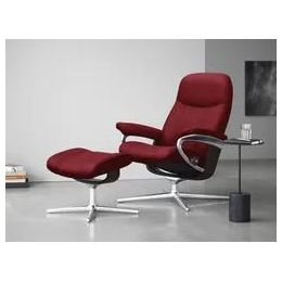 Relaxsessel stressless "Consul" Sessel Gr. ROHLEDER Stoff Q2 FARON, Cross Base Braun, Relaxfunktion-Drehfunktion-PlusTMSystem-Gleitsystem-BalanceAdaptTM, B/H/T: 91cm x 102cm x 79cm, rot (red q2 faron) mit Cross Base, Größe S, M & L, Holzakzent Braun