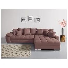 Ecksofa Inosign "Gwenni L-Form" Sofas Gr. B/H/T: 323cm x 94cm x 222cm, Struktur weich, rosa (flamingo) auch in Haustierstoff Aqua Clean Supreme erhältlich, incl. 4 Kissen