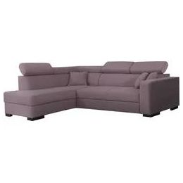 Ecksofa Home Affaire "Tulio L-Form" Sofas Gr. B/H/T: 267 cm x 95 cm x 198 cm, Struktur, Ottomane links, ohne Bettfunktion-ohne Bettkasten, rot (wine) wahlweise mit Bettfunktion und Bettkasten, incl. 3 Zierkissen