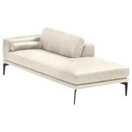 Ottomane Egoitaliano "Masu, Design trifft super Sitzkomfort, mit toller Detailverarbeitung" Sofas Gr. B/H/T: 182cm x 95cm x 97cm, Leder BULL, Armlehne links, beige (cremeweiß) Rückenkissen und Armteilrolle für mehr Komfort, mit Metallfüßen