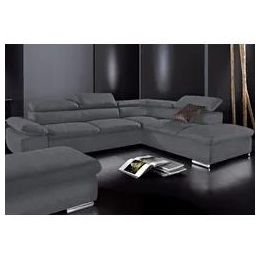 Sit & More Ecksofa SIT & MORE "Alcudia L-Form" Sofas Gr. B/H/T: 272cm x 73cm x 226cm, Luxus-Microfaser ALTARA NUBUCK, Ottomane rechts, ohne Bettfunktion, grau (dunkelgrau) wahlweise mit Bettfunktion