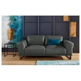 2-Sitzer W.Schillig "montanaa" Sofas Gr. B/H/T: 192cm x 78cm x 94cm, Longlife Xtra-Leder Z69, grau (anthrazit z69) mit Metallkufen in Bronze pulverbeschichtet, Breite 192 cm