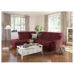 Ecksofa Home Affaire "Boston L-Form" Sofas Gr. B: 272cm, Luxus-Microfaser Florence, Ottomane links, mit Kopfteilverstellung-mit 2 motorischer Relaxfunktionen im 2sitzigen Sofaelement, rot (bordeaux) Kopfteilverstellung an jeder Sitzfläche, wahlweise Relaxfunktion