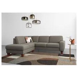 Ecksofa Home Affaire "Vision L-Form" Sofas Gr. B/H/T: 240cm x 90cm x 215cm, Luxus-Microfaser Euphoria, Ottomane links, ohne Bettfunktion-ohne Stauraum, braun (schlamm) wahlweise mit Bettfunktion und Stauraum, auch in Easy Care-Bezug