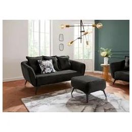 2,5-Sitzer Inosign "Baggio" Sofas Gr. B/H/T: 196cm x 80cm x 103cm, Veloursstoff, grau (anthrazit) Zierkissen inklusive