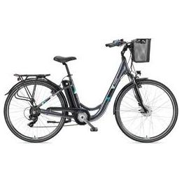 E-Bike Telefunken "Multitalent RC822" E-Bikes Gr. 48cm, 28 Zoll (71,12cm), grau (anthrazit) City Elektrofahrrad, Damen Herren, 28 Zoll, 36 V 374 Wh Akku, Pedelec