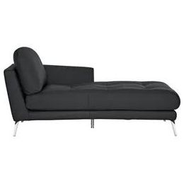 Chaiselongue W.Schillig "softy" Sofas Gr. B/H/T: 106cm x 79cm x 168cm, Longlife Xtra-Leder Z59, Armlehne rechts, schwarz (schwarz z59) mit dekorativer Heftung im Sitz, Füße Chrom glänzend