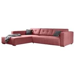 Ecksofa Tom Tailor HOME "HEAVEN CHIC M" Sofas Gr. B/H/T: 282cm x 85cm x 221cm, Struktur grob TCU, Recamiere links, mit Bettfunktion-mit Bettkasten, rot (rich coral tcu 17) aus der COLORS COLLECTION, wahlweise mit Bettfunktion & Bettkasten