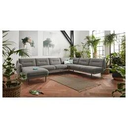 Wohnlandschaft Andas "Nordfyn U-Form" Sofas Gr. B/H/T: 323 cm x 81 cm x 239 cm, Struktur weich, Recamiere links, grau (hellgrau) edles Design in 3 Bezugsqualitäten, by Morten Georgsen