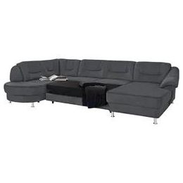 Sit & More Wohnlandschaft SIT & MORE "Salsa U-Form" Sofas Gr. B/H/T: 333cm x 86cm x 205cm, Luxus-Microfaser ALTARA NUBUCK, Recamiere rechts, mit Bettfunktion, grau (dunkelgrau) mit Federkern, wahlweise Bettfunktion