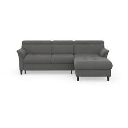 Sit & More Ecksofa SIT & MORE "Marano L-Form" Sofas Gr. B/T: 257cm x 166cm, Soft clean, mega-Recamiere rechts, mit Bettfunktion-mit Bettkasten-inklusive Kopfteilverstellung-Fußfarbe: matt schwarz, grau inklusive Kopfteilverstellung, wahlweise mit Bettfunktion, Bettkasten