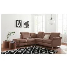 Sit & More Ecksofa SIT & MORE "Darwin L-Form" Sofas Gr. B/T: 249cm x 221cm, Flachgewebe, Ottomane links, mit Kopfteilverstellung-mit Bettfunktion-mit Stauraum, braun (haselnuss) inklusive Federkern, wahlweise mit Kopfteilverstellung, Bettfunktion