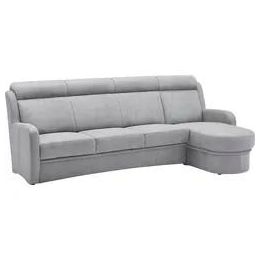 Ecksofa VILLA BECK "Varese L-Form" Sofas Gr. B/H/T: 256cm x 102cm x 83cm, Microfaser, Longchair rechts, ohne Bettkasten, silberfarben (32 silber) Kopfteilverstellung, wahlweise mit Sitzvorzug, in Sitzhöhe 49 cm