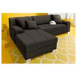 Ecksofa Inosign "Turah incl. Zierkissen, moderne Steppung, auch in Leder" Sofas Gr. B/H/T: 239 cm x 75 cm x 82 cm, Microfaser PRIMABELLE, Recamiere links, ohne Bettfunktion, grau (anthrazit) wahlweise mit Bettfunktion, Schlafsofa, BTH: 23915275 cm, L-Form