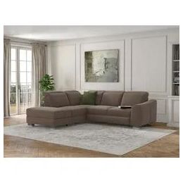 Sit & More Ecksofa SIT & MORE "Dundee L-Form" Sofas Gr. B/H/T: 263cm x 86cm x 219cm, Luxus-Microfaser Paris, Ottomane links, mit Kopfteilverstellung-ohne Bettfunktion-ohne Stauraum, grau (taupe) mit Federkern und Edelstahlfüßen, wahlweise Kopfteilverstellung