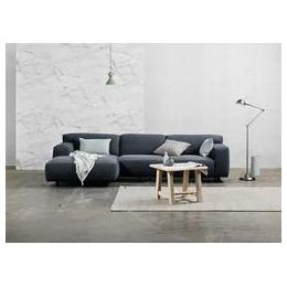 Ecksofa furninova "Vesta, modern und sehr bequem, tolle Detailverarbeitung, L-Form" Sofas Gr. B/H/T: 300cm x 74cm x 160cm, Struktur, Recamiere links, ohne Bettfunktion, blau (dark blue) im skandinavischen Design