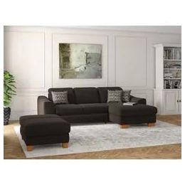 Sit & More Ecksofa SIT & MORE "Dundee L-Form" Sofas Gr. B/H/T: 264cm x 86cm x 175cm, Luxus-Microfaser Paris, Recamiere rechts, mit Kopfteilverstellung-mit Bettfunktion-mit Bettkasten, braun (espresso) mit Federkern und Massivholzfüßen, wahlweise Kopfteilverstellung