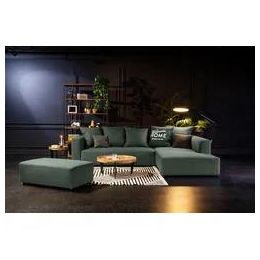 Ecksofa Tom Tailor HOME "HEAVEN CASUAL XL" Sofas Gr. B/H/T: 302cm x 85cm x 221cm, Struktur grob TCU, Recamiere rechts, mit Bettfunktion-mit Bettkasten, grün (green forest tcu 33) aus der COLORS COLLECTION, wahlweise mit Bettfunktion & Bettkasten